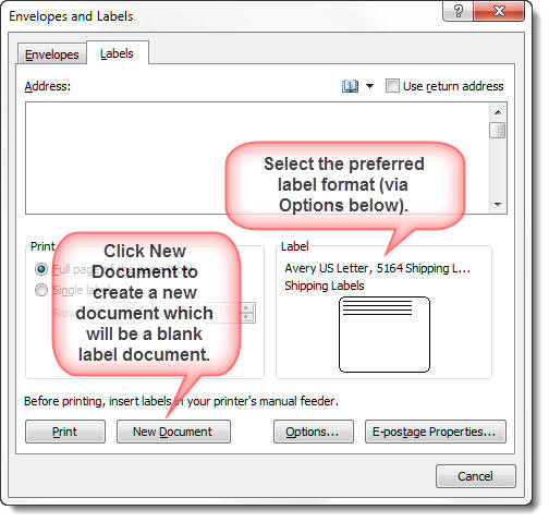 Print An Envelope Or Label From Outlook