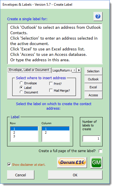 Envelope Or Label Add in For Word