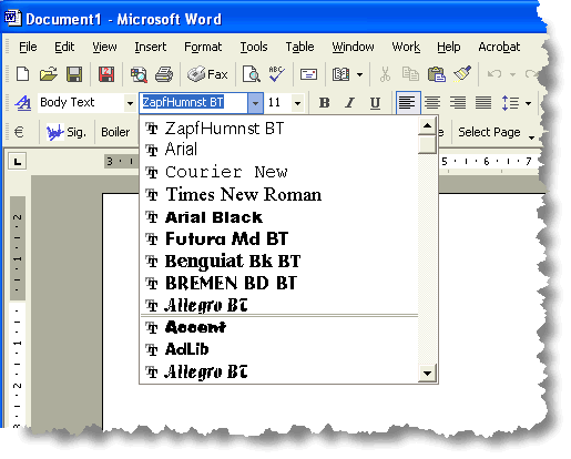 Missing Fonts From Word